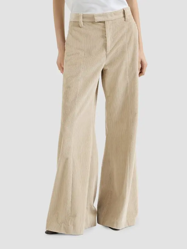 Brunello Cucinelli Cotton Corduroy Wide Flare Trousers