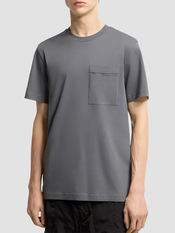 Moncler Crew-neck T-shirt In Cotton - Gray