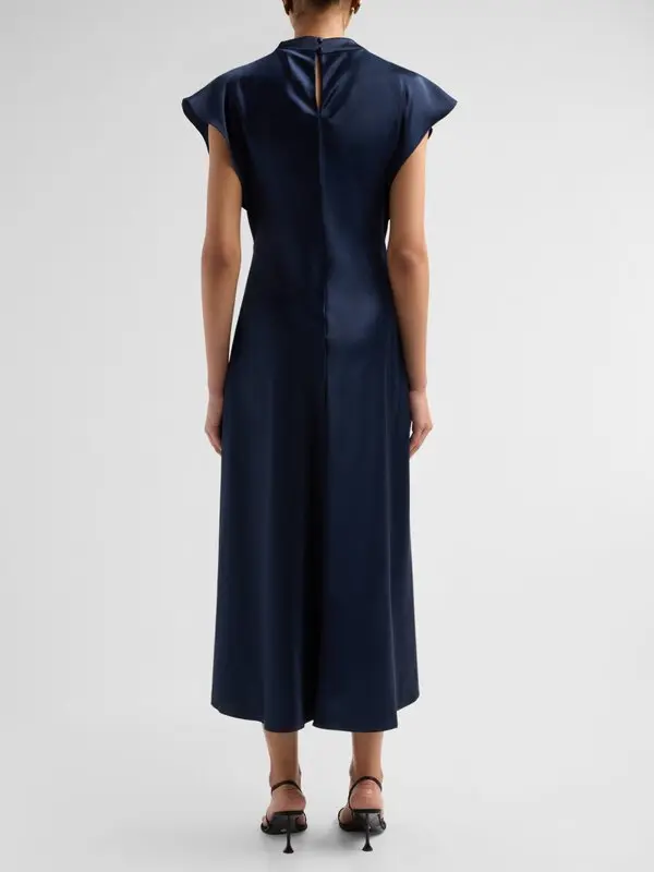 Tanya Taylor Adrien Satin Flutter-sleeve Midi Dress