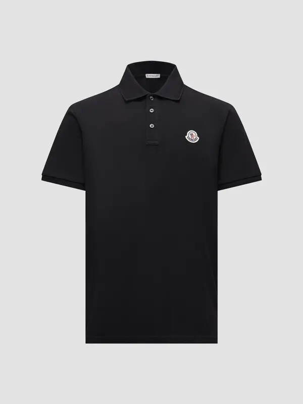 Moncler Polo Shirt In Cotton Piquet - Black