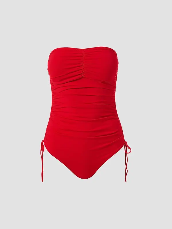 Melissa Odabash Sydney Ruched Bandeau One-piece Swimsuit - Red