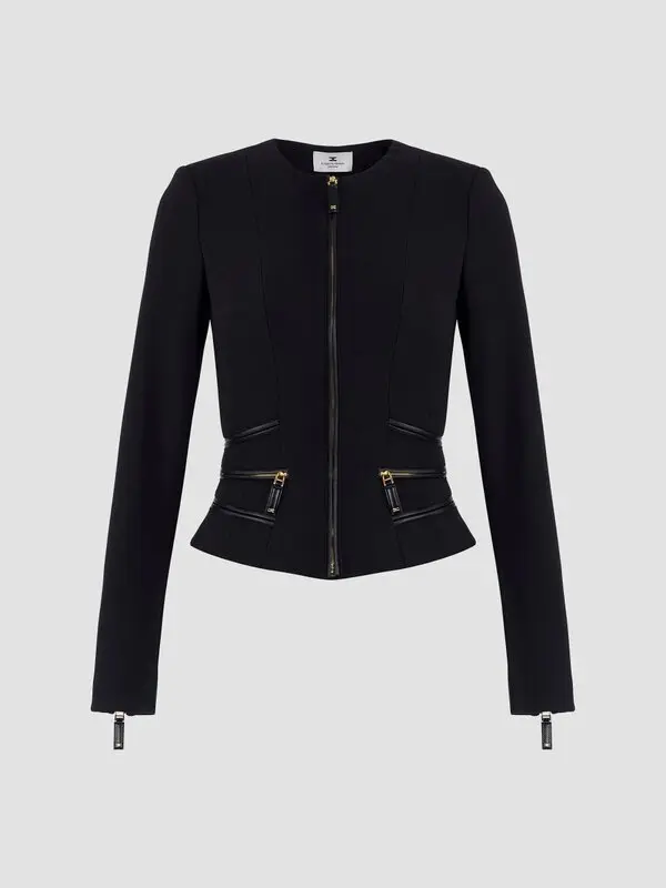 Elisabetta Franchi Double-layer Crêpe Jacket - Nero