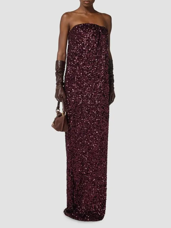 Elisabetta Franchi Sequined Strapless Column Gown
