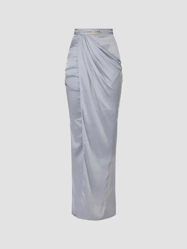 Elisabetta Franchi Satin Wrap Maxi Skirt - Starlight