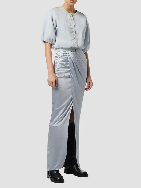 Elisabetta Franchi Satin Wrap Maxi Skirt