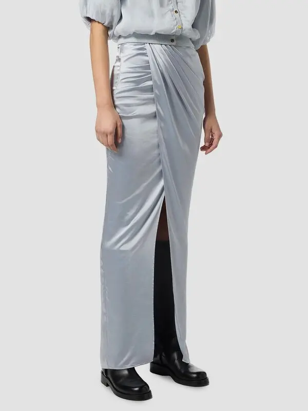 Elisabetta Franchi Satin Wrap Maxi Skirt
