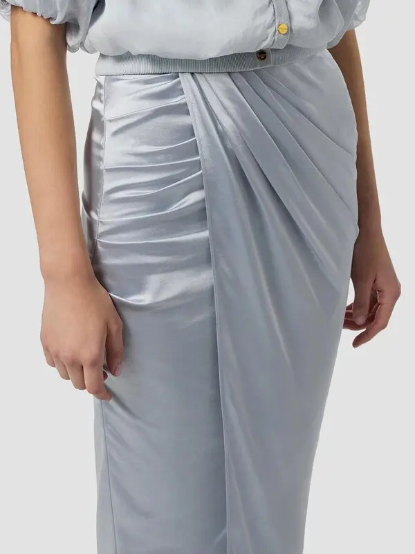 Elisabetta Franchi Satin Wrap Maxi Skirt