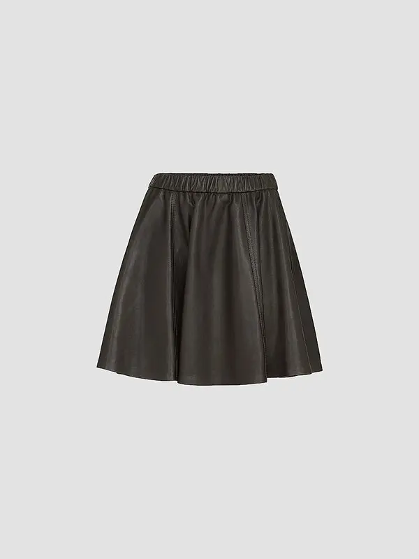 Brunello Cucinelli Polished Nappa Leather Mini Circle Skirt