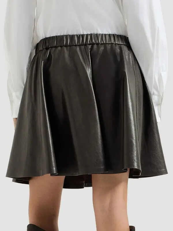Brunello Cucinelli Polished Nappa Leather Mini Circle Skirt