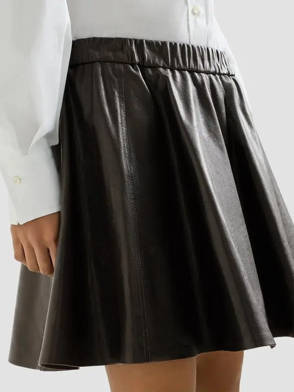 Brunello Cucinelli Polished Nappa Leather Mini Circle Skirt