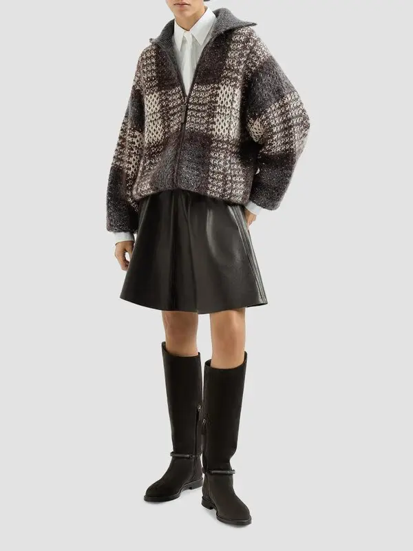 Brunello Cucinelli Polished Nappa Leather Mini Circle Skirt