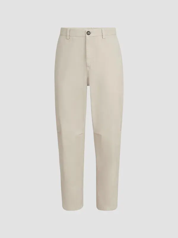Brunello Cucinelli Gart-dyed Trousers In Peached Cotton Gabardine - Beige