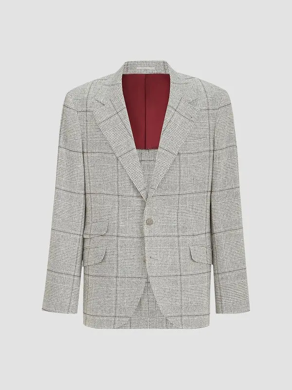Brunello Cucinelli Prince Of Wales Flannel Deconstructed Cavallo Blazer