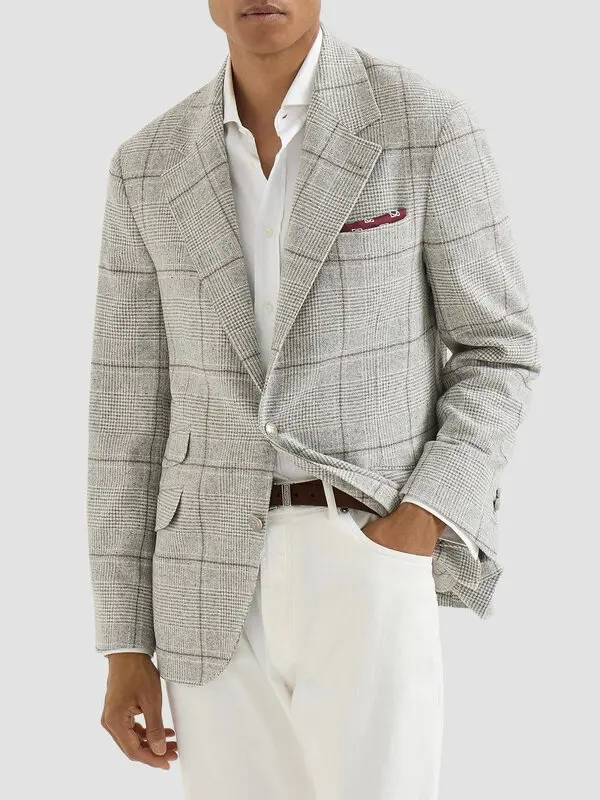Brunello Cucinelli Prince Of Wales Flannel Deconstructed Cavallo Blazer