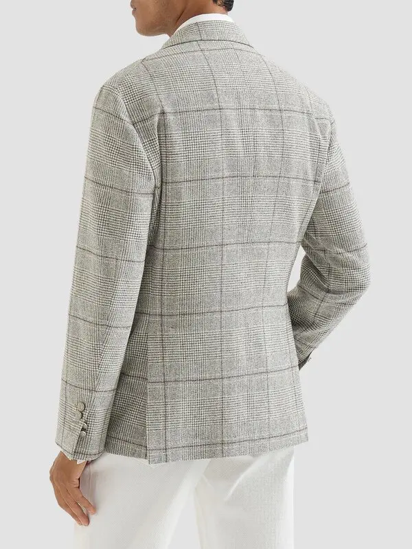 Brunello Cucinelli Prince Of Wales Flannel Deconstructed Cavallo Blazer