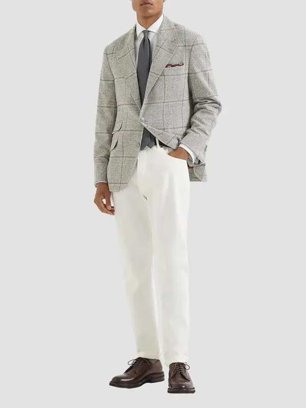 Brunello Cucinelli Prince Of Wales Flannel Deconstructed Cavallo Blazer