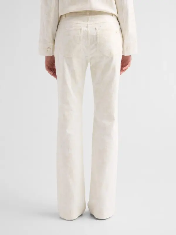 Cinq À Sept Stevie Paisley Flocked High-rise Boot-cut Jeans - Cream