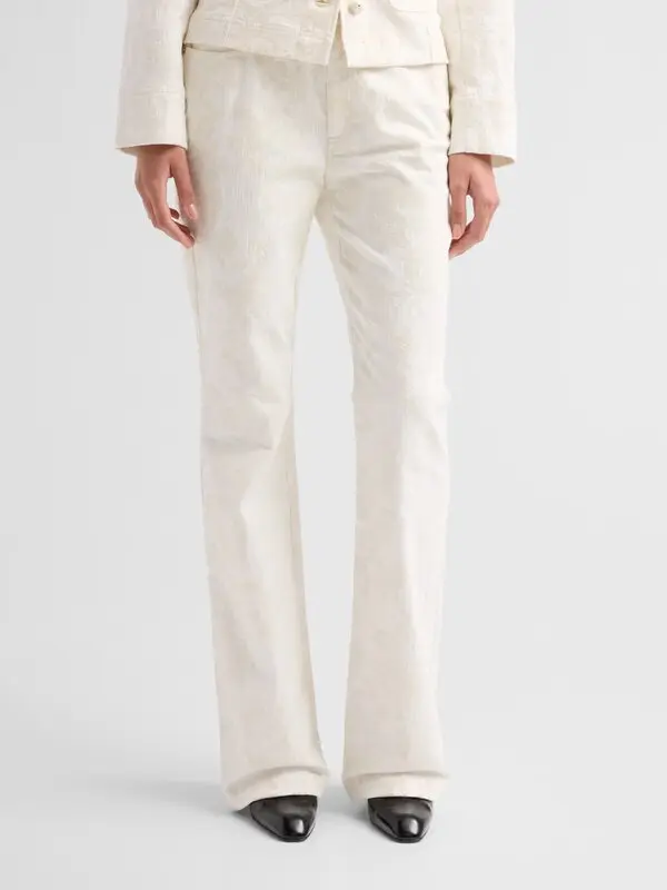 Cinq À Sept Stevie Paisley Flocked High-rise Boot-cut Jeans - Cream