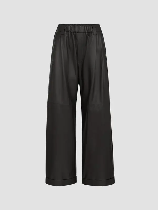 Brunello Cucinelli Nappa Leather Baggy Trousers
