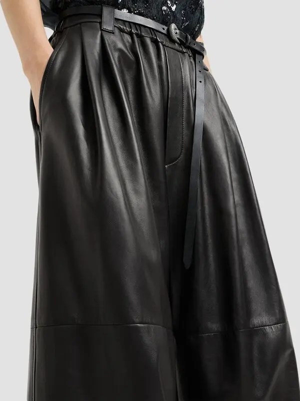 Brunello Cucinelli Nappa Leather Baggy Trousers