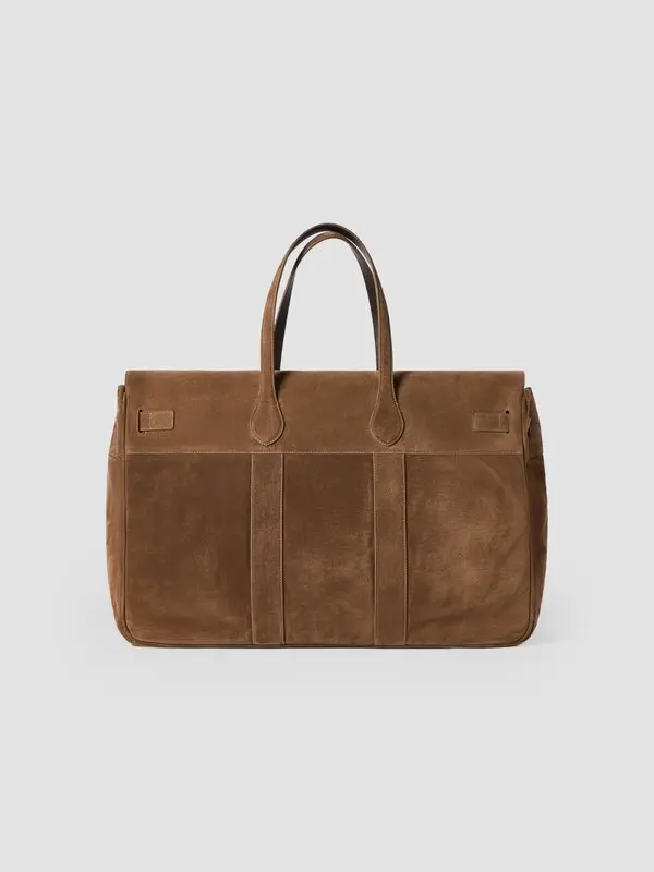 Brunello Cucinelli Explorer Travel Tote Bag In Suede - Caramel