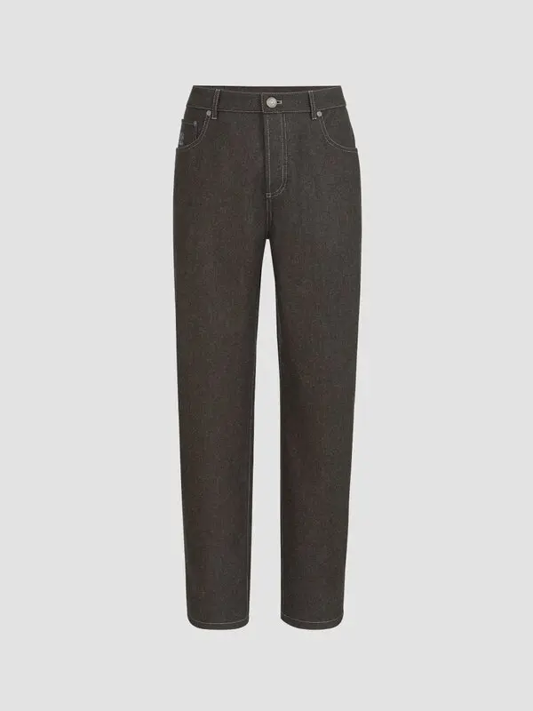 Brunello Cucinelli Virgin Wool Flannel Five-pocket Trousers - Grey