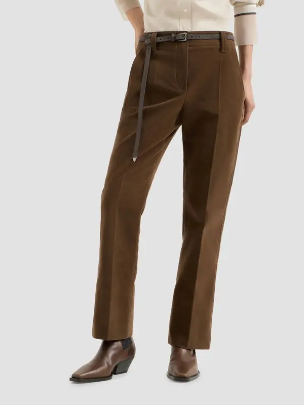 Brunello Cucinelli Stretch Cotton Moleskin Cigarette Trousers