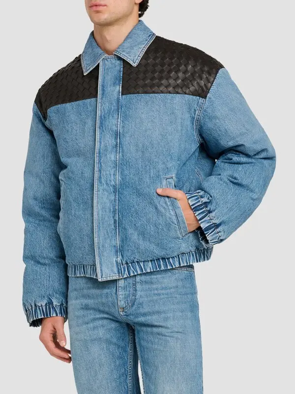 Bottega Veneta Vintage Indigo-washed Denim & Leather-trim Jacket
