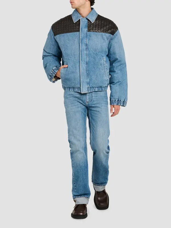 Bottega Veneta Vintage Indigo-washed Denim & Leather-trim Jacket