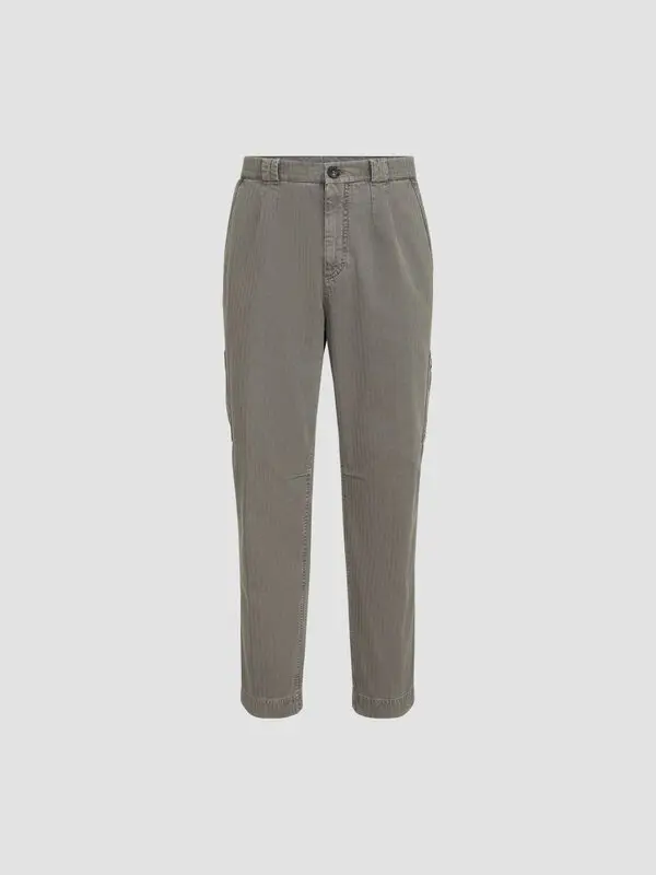 Brunello Cucinelli Cotton Chevron Trousers With Zipped Pocket