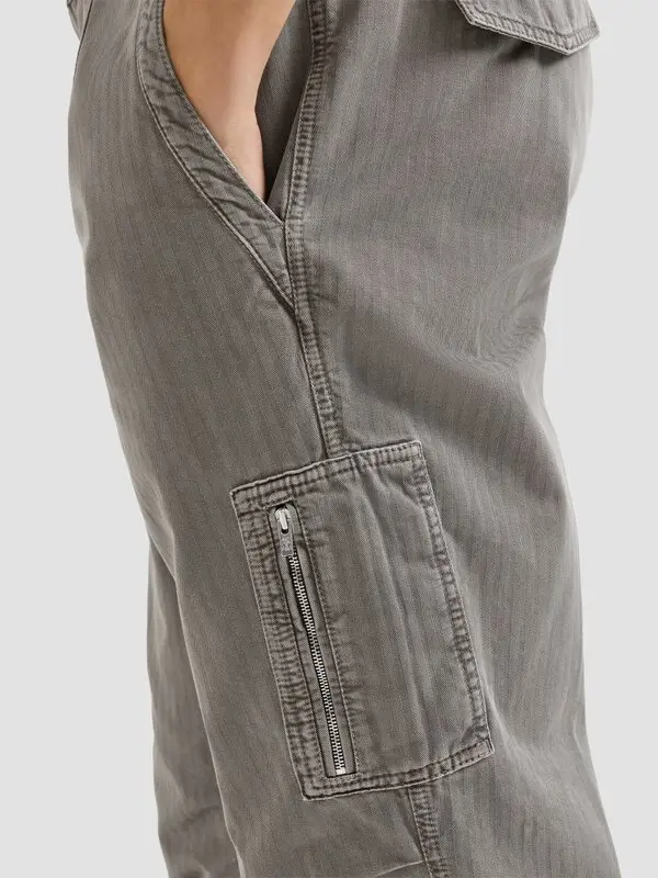 Brunello Cucinelli Cotton Chevron Trousers With Zipped Pocket