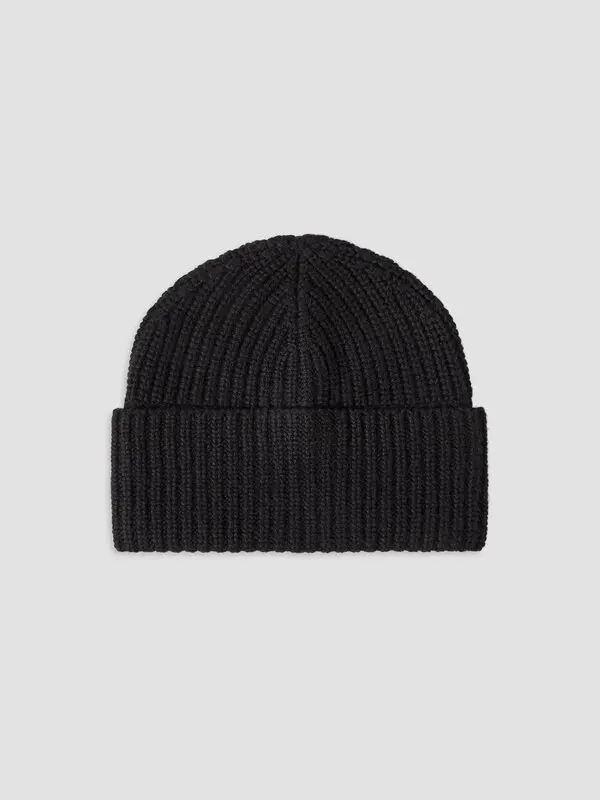 Brunello Cucinelli Cashmere English Rib Knit Beanie - Black
