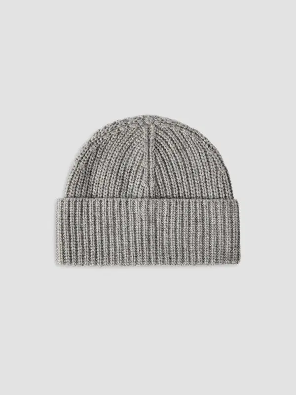 Brunello Cucinelli Cashmere English Rib Knit Beanie - Light Grey
