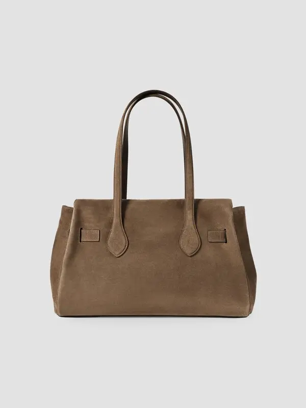 Brunello Cucinelli Explorer Shoulder Bag In Suede - Bark