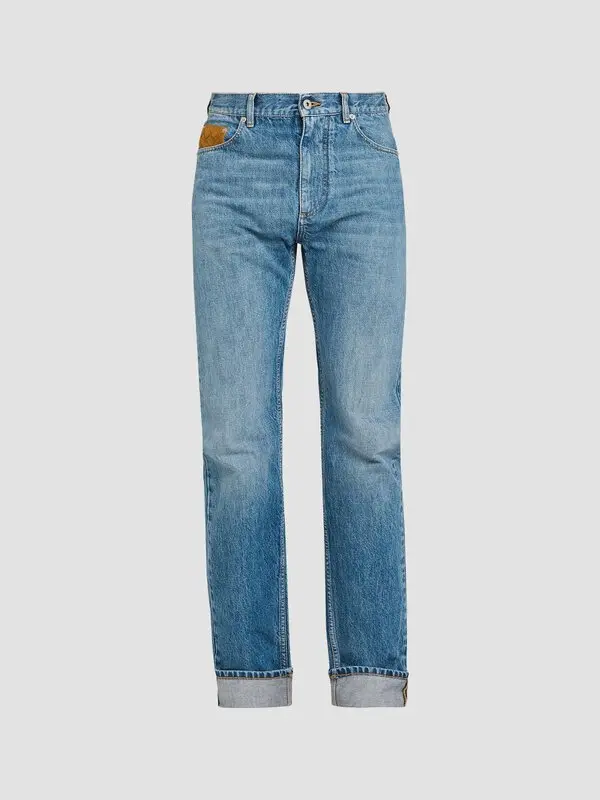 Bottega Veneta Vintage Indigo-washed Suede-pocket Jeans