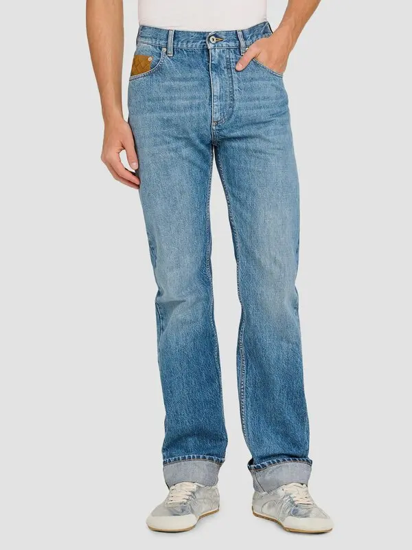 Bottega Veneta Vintage Indigo-washed Suede-pocket Jeans