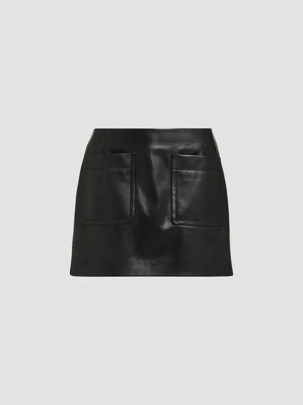 Bottega Veneta Leather Patch Pocket Miniskirt