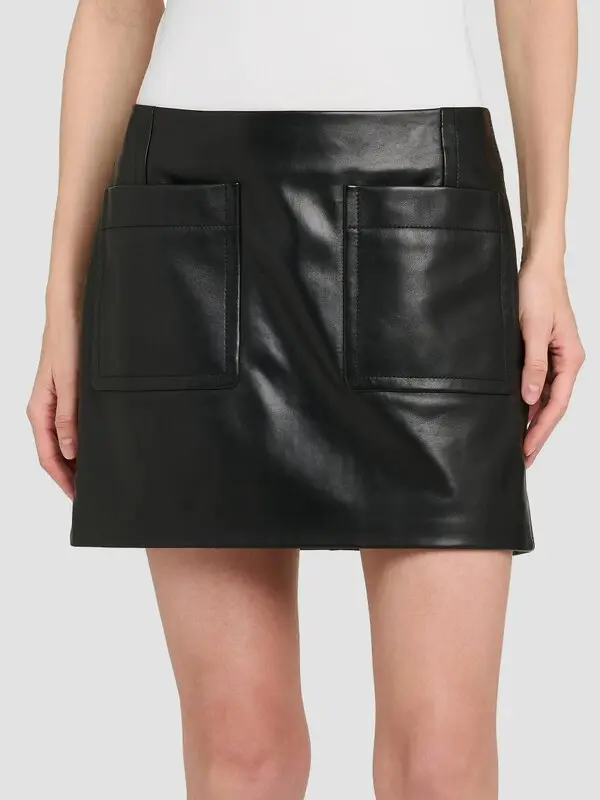 Bottega Veneta Leather Patch Pocket Miniskirt