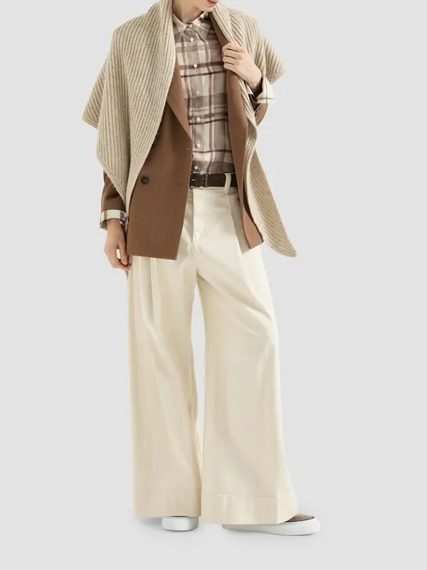Brunello Cucinelli Sparkling Cashmere, Wool And Mohair Rib Knit Shawl