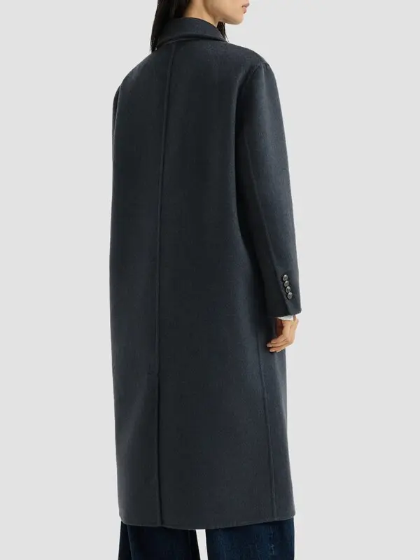 Brunello Cucinelli Hand-crafted Coat In Cashmere Beaver Double Cloth With Monili
