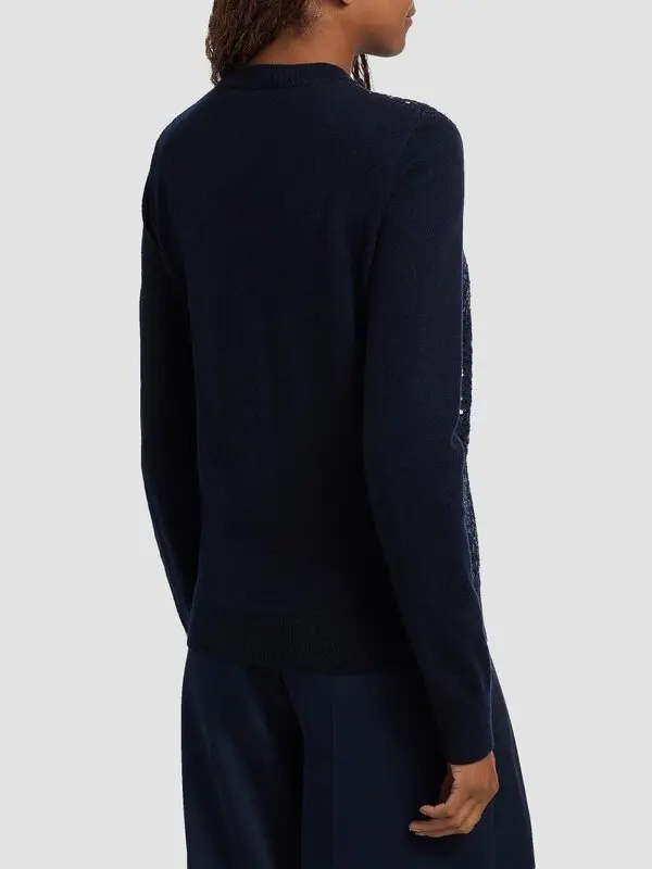 Michael Kors Lace & Cashmere V-neck Cardigan