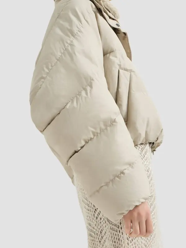 Brunello Cucinelli Techno Cotton Taffeta Down Jacket With Detachable Shearling Insert