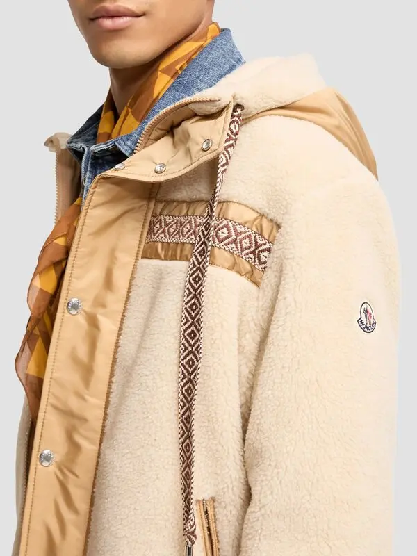 Moncler Hoodie In Teddy - Light Beige