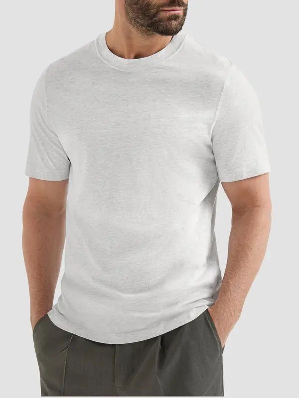 Brunello Cucinelli Cotton Jersey Crewneck T-shirt - Pearl