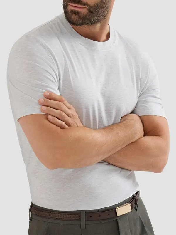 Brunello Cucinelli Cotton Jersey Crewneck T-shirt - Pearl