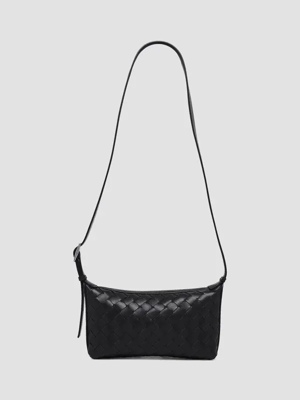 Bottega Veneta Traveler Intrecciato Leather Phone Pouch - Black Silver