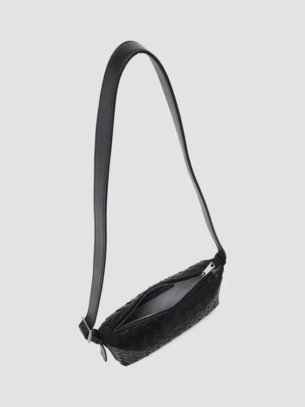 Bottega Veneta Traveler Intrecciato Leather Phone Pouch - Black Silver