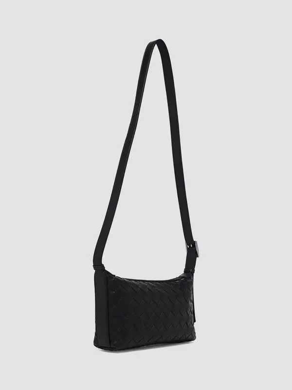 Bottega Veneta Traveler Intrecciato Leather Phone Pouch - Black Silver