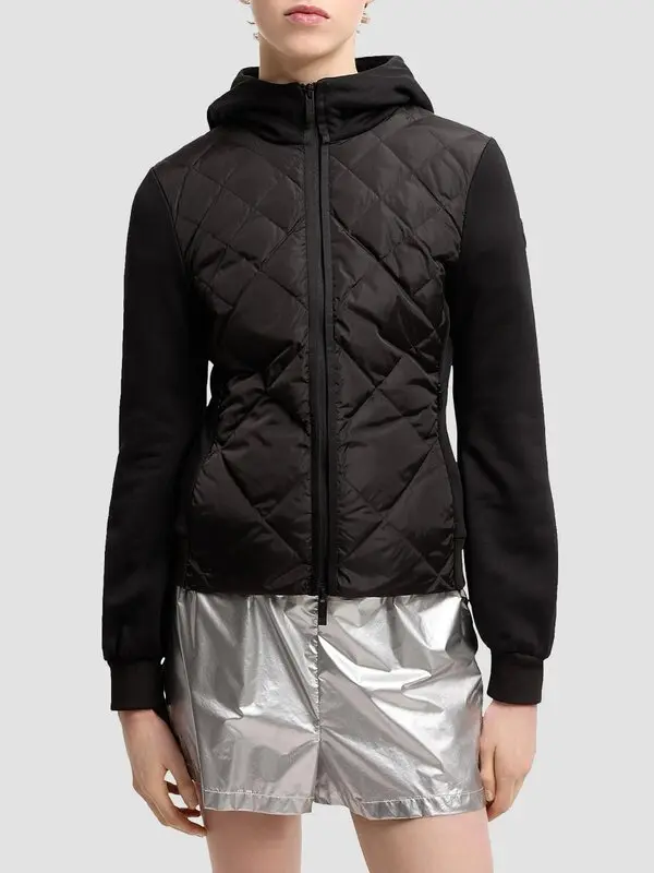 Moncler Down-filled Zip-up Hooded Sweatshirt In Cotton Fleece