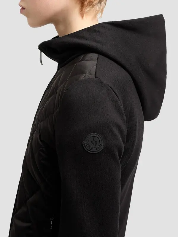 Moncler Down-filled Zip-up Hooded Sweatshirt In Cotton Fleece